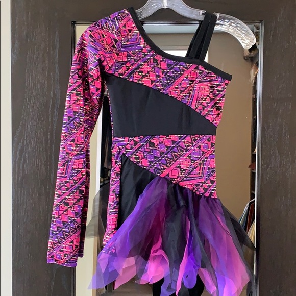 Dansco | Costumes | One Sleeve Girls Dance Costume With Small Tutu ...